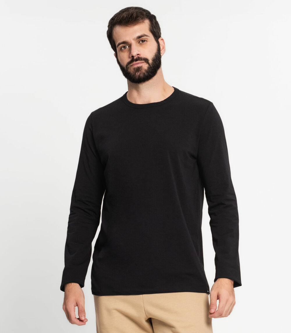 Camiseta Manga Longa Masculina Kohmar Preto | Marisa