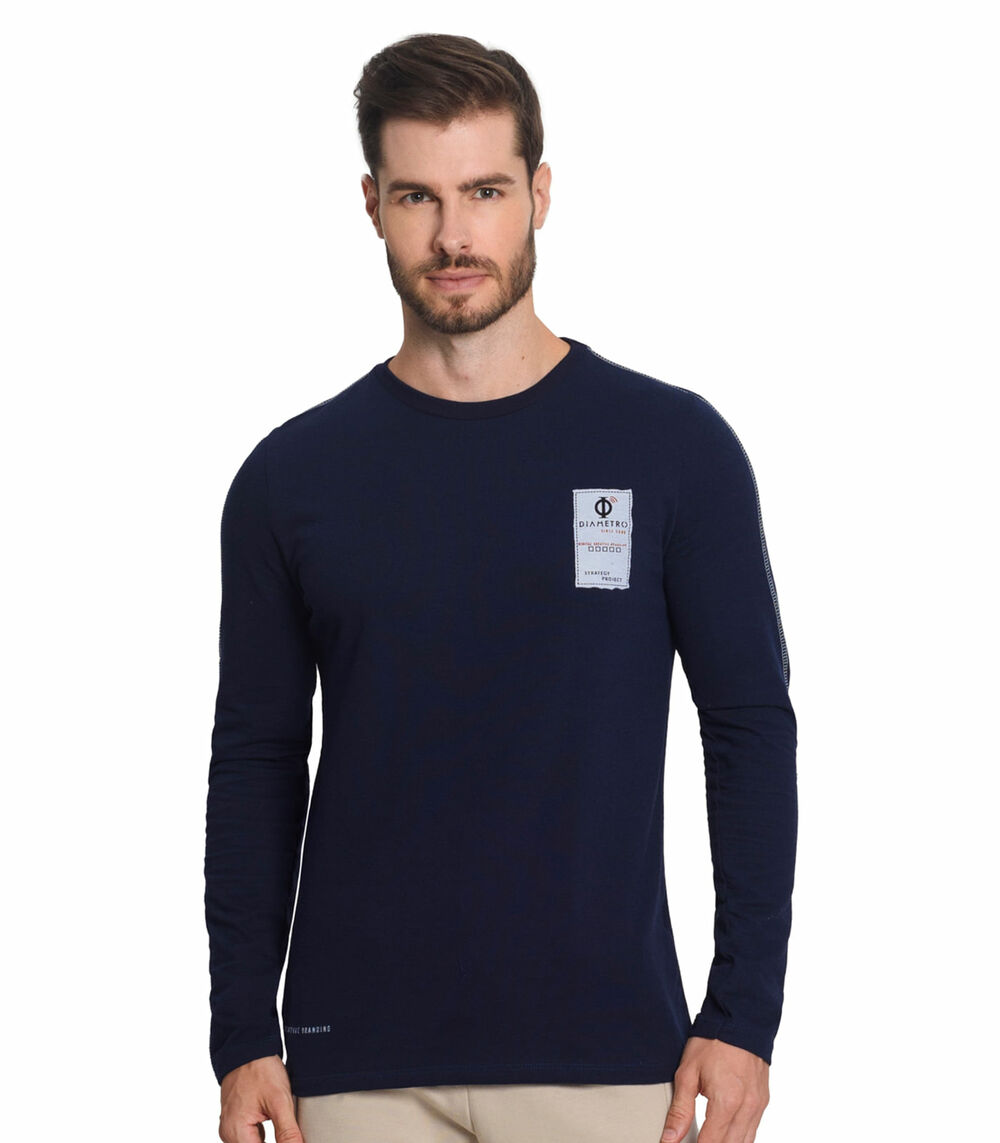 Camiseta Manga Longa Meia Malha Strong Diametro Azul | Marisa
