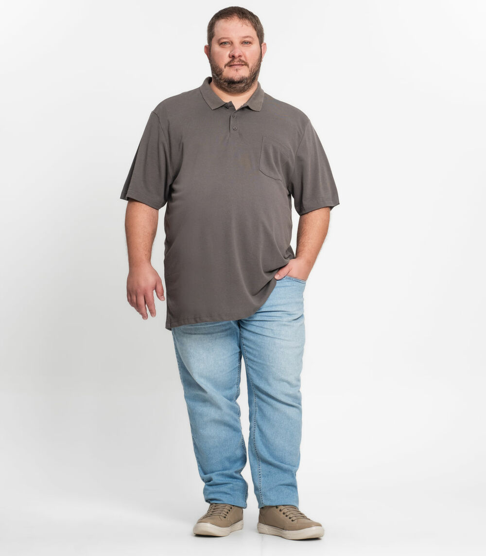 Camisa Polo Piquet Plus Size Masculina Kohmar Cinza | Marisa