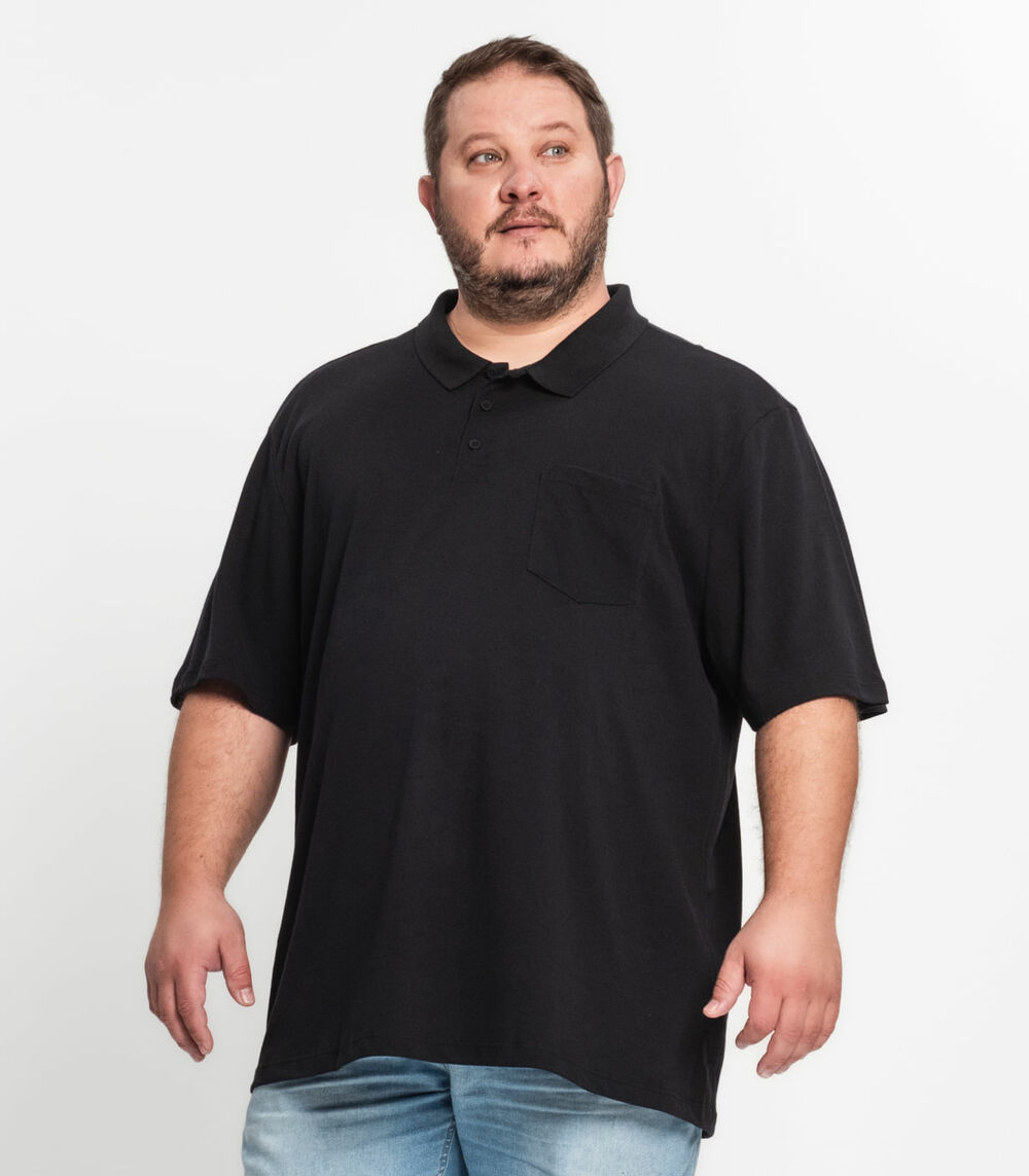 Camisa Polo Piquet Plus Size Masculina Kohmar Preto | Marisa