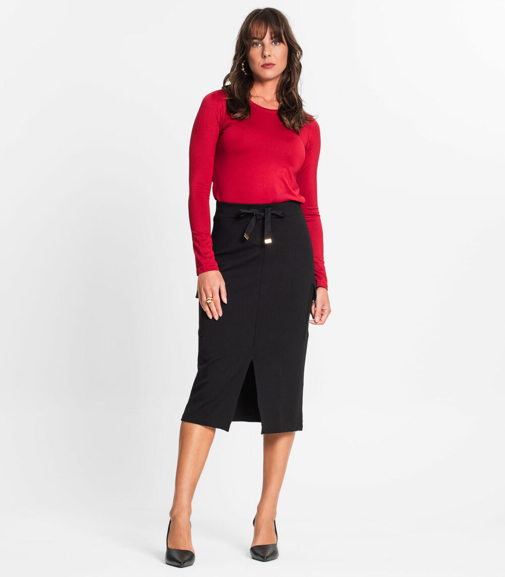 Saia Midi Feminina Endless Preto | Marisa