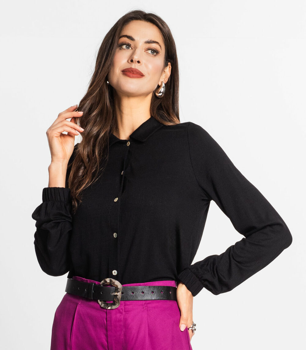 Camisa Manga Longa Com Botões Endless Preto | Marisa