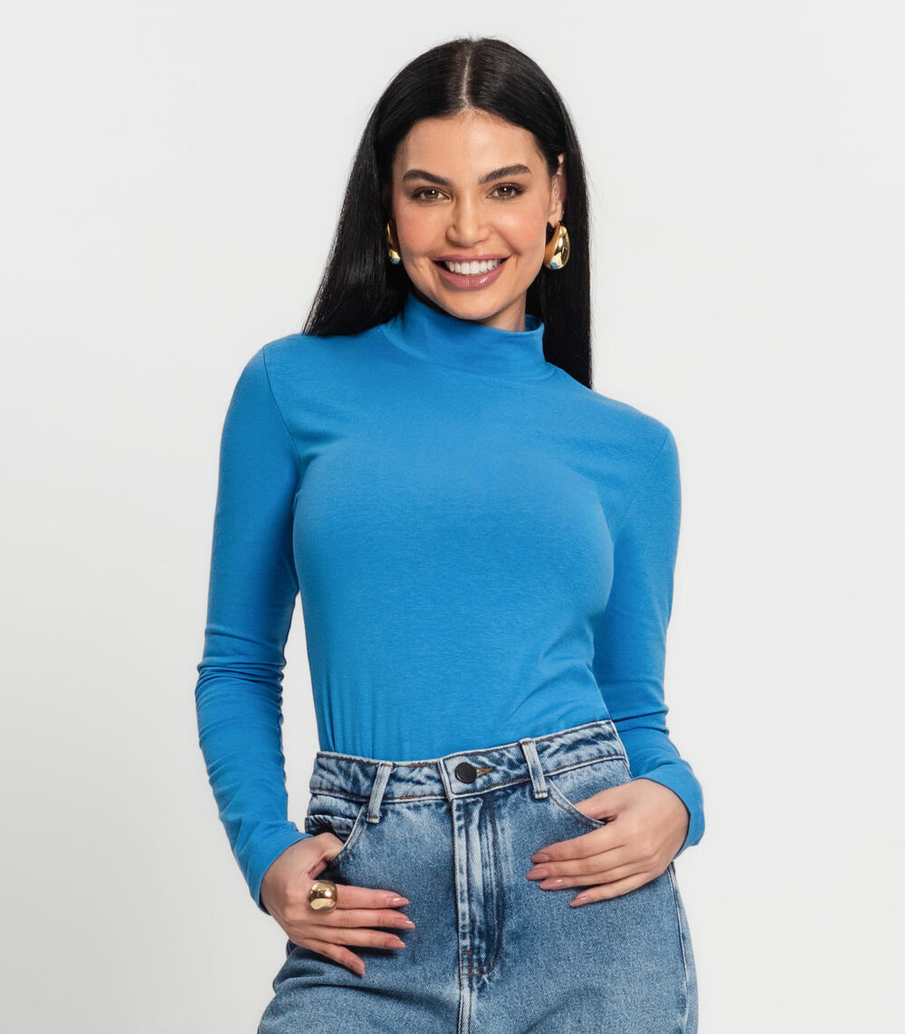 Blusa Básica De Cotton Feminina Kohmar Azul | Marisa