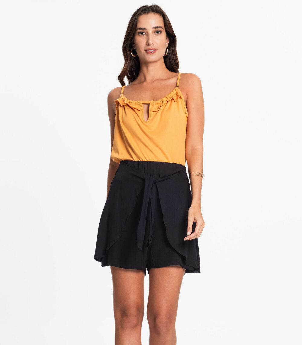 Shorts Feminino Faixa Dupla Viscose Endless Preto | Marisa