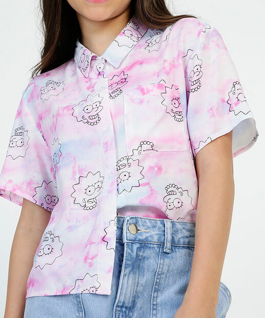 Camisa Juvenil Cropped Tye Die Lisa Simpsons Tam 10 a 16 | Marisa