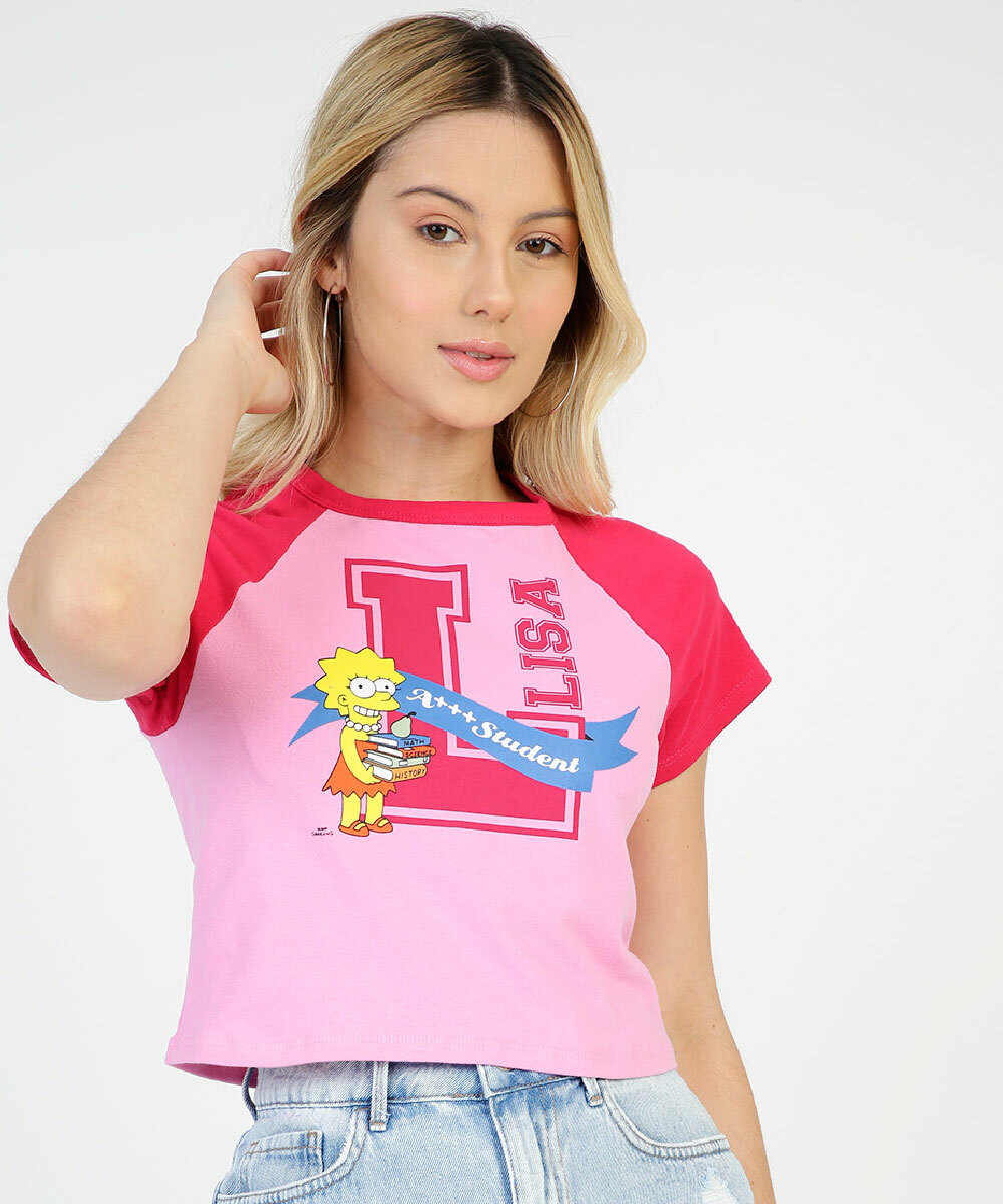 Blusa Cropped Feminina Recorte Lisa Simpsons | Marisa