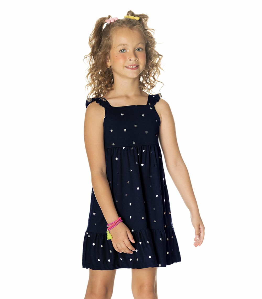 Vestido Infantil Corações Rovi Kids Azul | Marisa