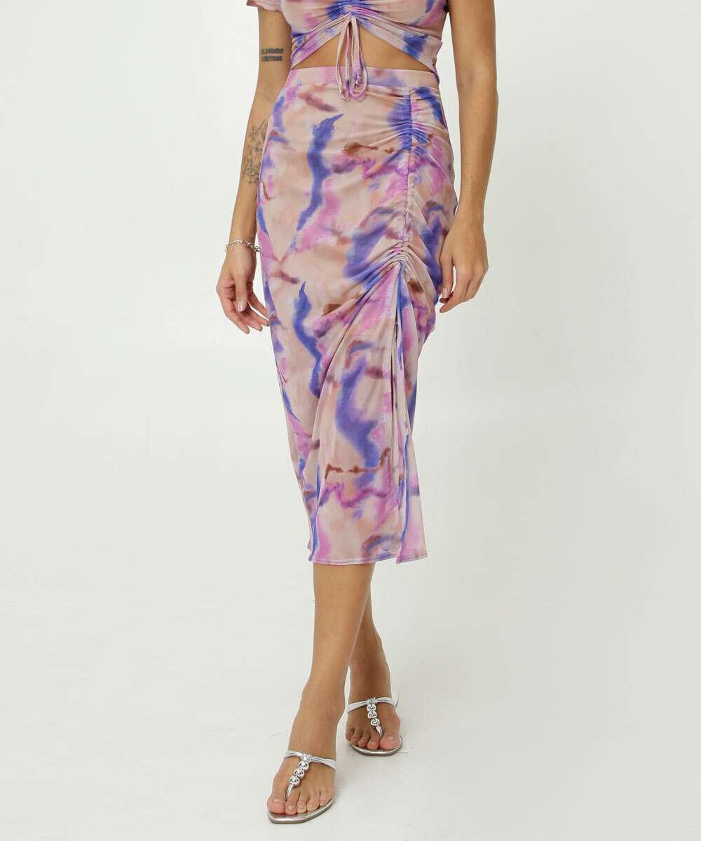 Saia Midi Feminina Tule Colisse Tie Dye Marisa | Marisa