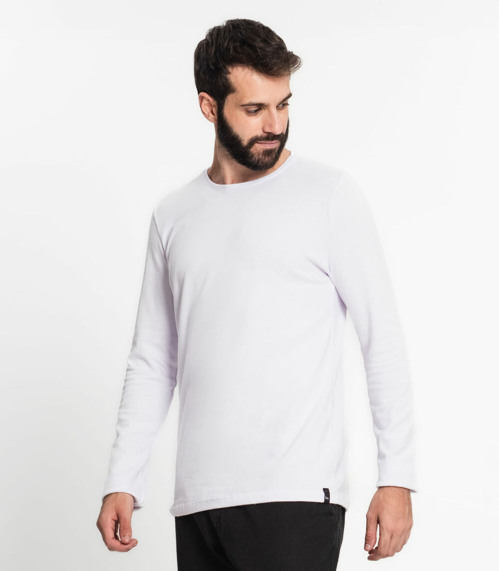 Camiseta Manga Longa Masculina Gola Redonda Kohmar Branco | Marisa